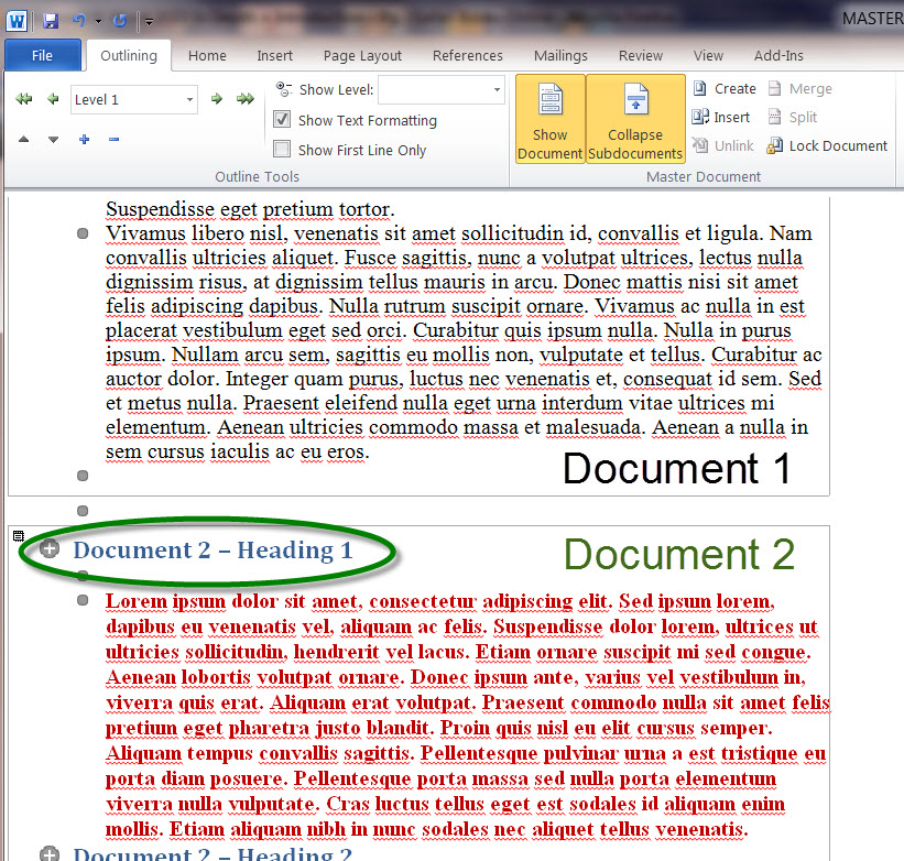 How To Combine Multiple Ms Word 2007 Or 2010 Documents In A Master Document Technical